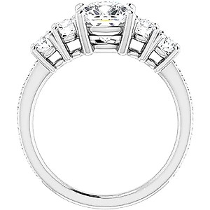 Moissanite World Cushion Cut 3.00Ct, VVS1 Clarity, Moissanite Diamond, 925 Sterling Silver Ring, Five Stone Promise Ring, Bridal Ring, Engagement Ring, Party Jewelry (5.5)