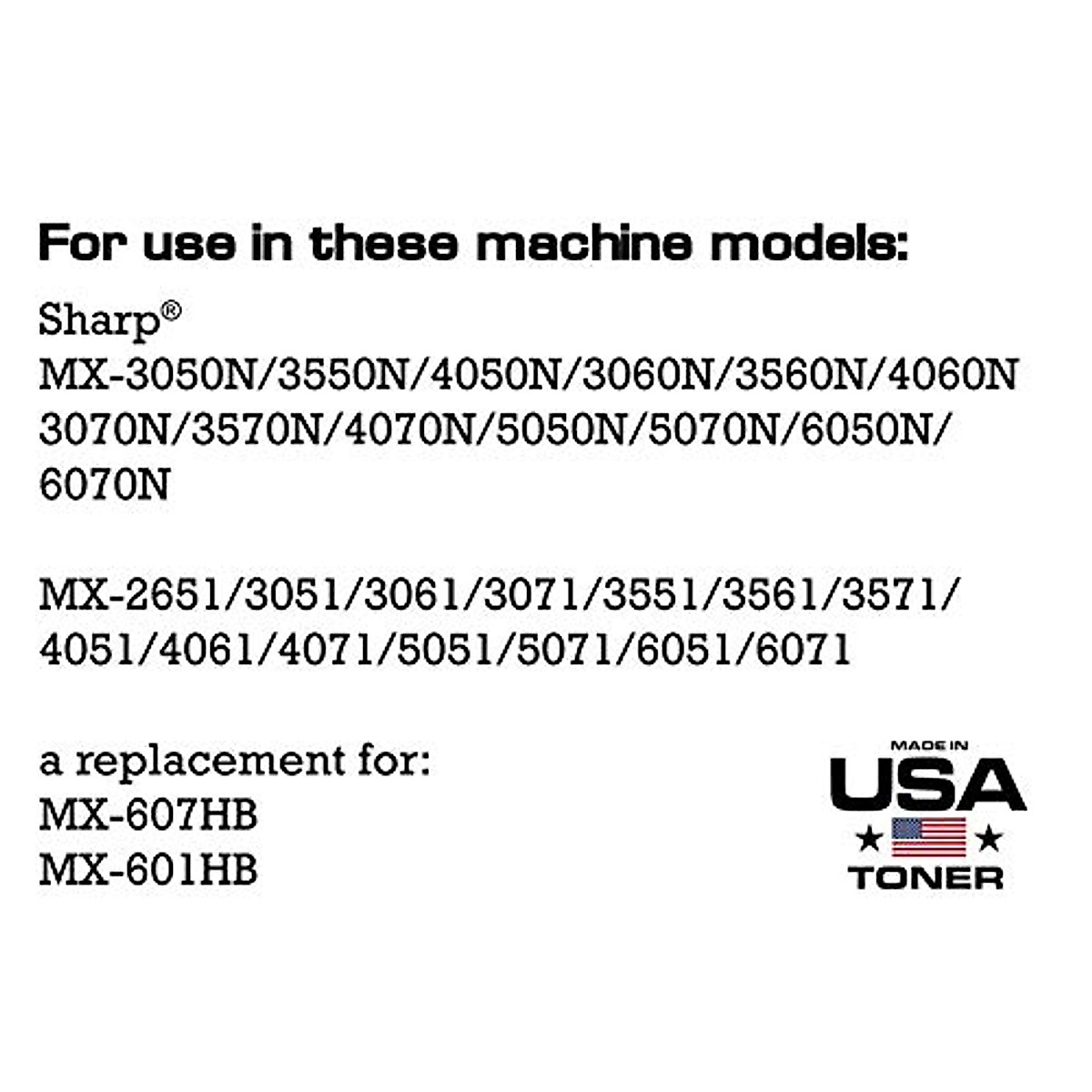 MADE IN USA TONER Compatible Waste Container for Sharp MX-2651,MX-3051,MX-3061,MX-3071,MX-3551,MX-3561,MX-3571,MX-4051,MX-4061,MX-4071, MX-601HB, MX601HB, MX-607HB