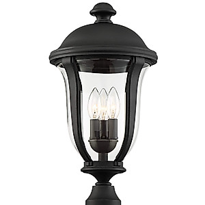 Park Sienna Traditional Post Light Fixture Black 20" Clear Glass Outdoor Decoration for Exterior House Porch Patio Outside Deck Garage Yard Garden Driveway Home Lawn Walkway - John Timberland