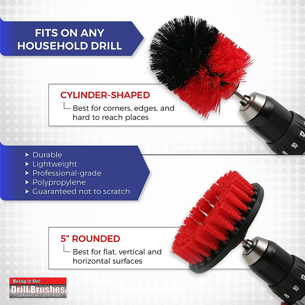 Bring It On Cleaner Water Spot Remover Plus 2 Drill Brushes, Clean Tile, Cleaning Drill Scrub Brush, Cleaning Brush for Drill, Drill Brush Attachment (32 oz)