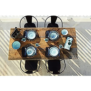 Euro Ceramica Diana 9" Serving Bowl, 8.94 x 8.66 x 4.72, Mint Green/Graphic Grey