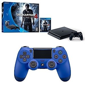 PlayStation 4 Slim 500GB Uncharted 4 Console + Extra Controller Bundle