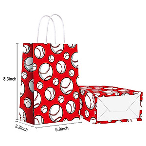 Baseball Bag, Baseball Print Paper Bags for Baseball Party Supplies Party Decorations- Baseball Party Bags Party Favor Goody Treat Candy Gift Bags for Kids Adults Birthday Party Decor- 16 PCS