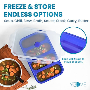 Yoove Soup Freezer Containers - (Pack of 2) | Silicone Soup Freezer Molds for Soup Cubes | 1 Cup Silicone Freezer Molds | Ideal for Single Serve Portions, Baby Food, Meal Prep, Frozen Soup & Broth