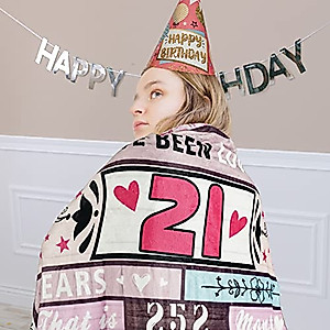 21st Birthday Gifts for Her, Best Birthday Gifts for 21 Year Old Female, Daughter, Women, Girl - 21st Birthday Gift Ideas, Happy 21st Birthday Decorations for Her Women, 21st Birthday Blanket 50x60