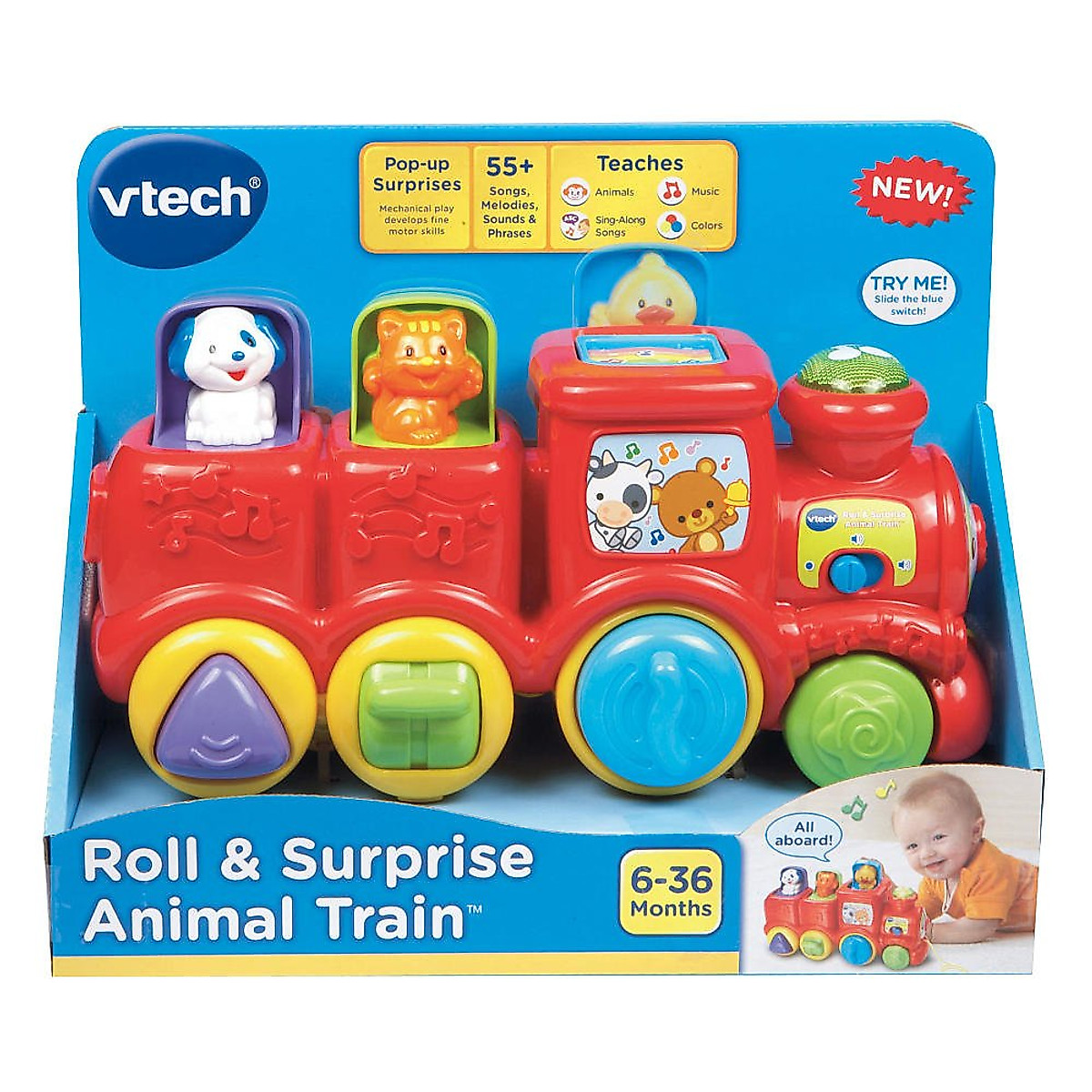 VTech Roll & Surprise Animal Train , Red, 6-36 months