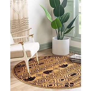 Rugs.com Pioneer Collection Rug – 4 Ft Round Cedar Medium-Pile Rug Perfect for Kitchens, Dining Rooms