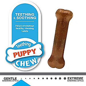 Nylabone Puppy Chew Toy & Treat Starter Pack - Puppy Chew Toys for Teething - Long Lasting Puppy Chew Treat - Puppy Supplies - Chicken & Bacon Flavor, Small (3 Count)