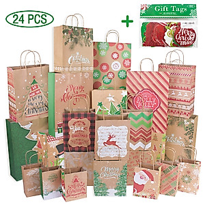 Christmas Gift Tags 60 Count with Untied String (15 Assorted Glitter, Foil, printed designs for DIY Xmas Present Wrap and Label Package Name Card)