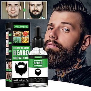 SINGOVE Natural Beard Growth Oil - Beard Oil for Men, Strengthens Beard/Mustache Growth - Beard Softners, Beard Oil to Make it Grow Fast, Mustache Oil for Men (white)