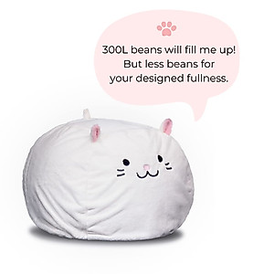 Furry Bean Bag Cover, Faux Fur Bean Bag Chair Cover for Kids, Teens and Adults 32x32x18in (Pinky Cat)