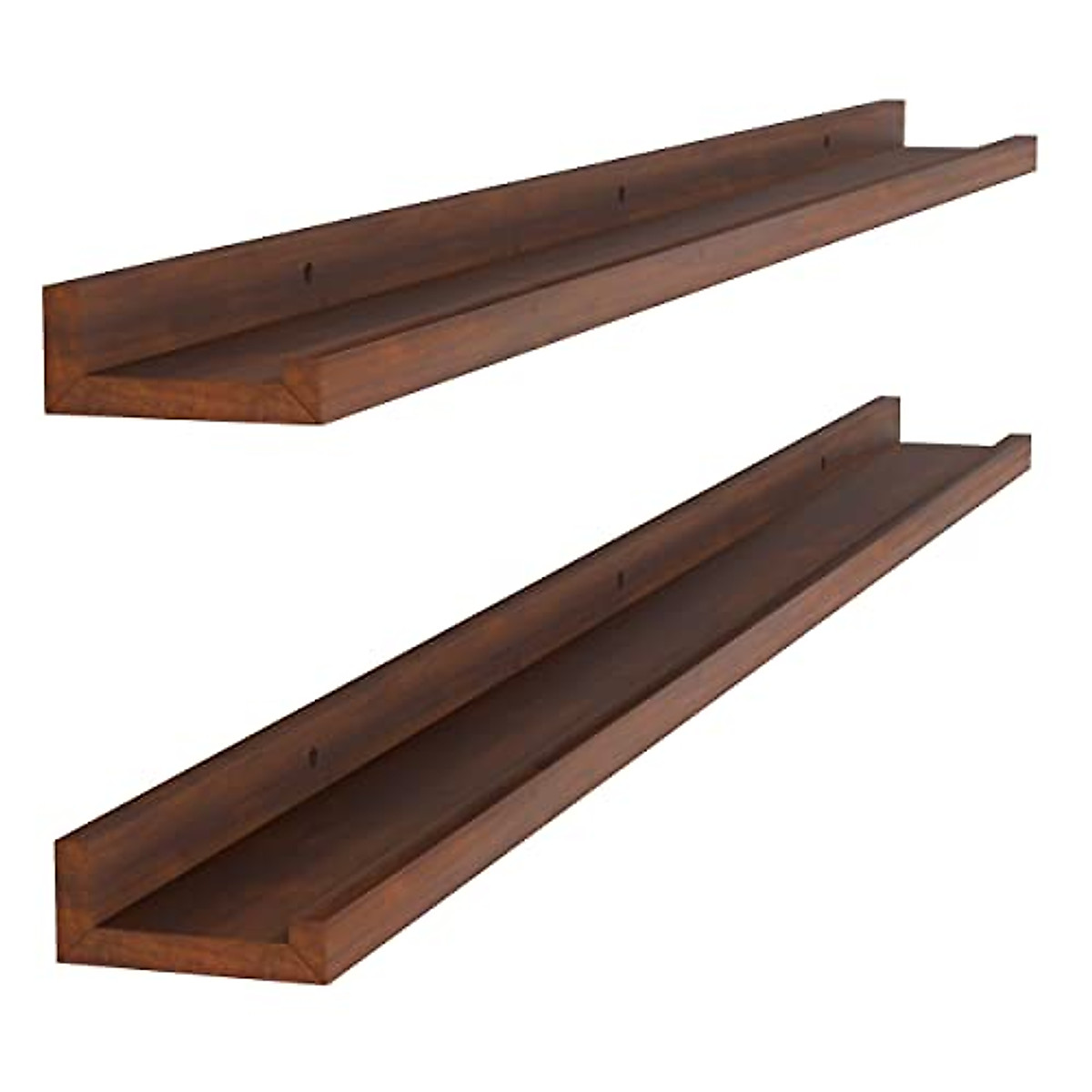 Wallniture Denver 48 Inch Long Floating Shelves for Wall, Narrow Picture Ledge Shelf Set of 2, Wall Shelves Walnut Color