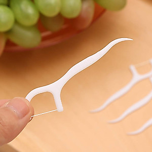 100 PCS White Dental Floss Picks Clean Floss Picks Toothpicks Oral Care Floss