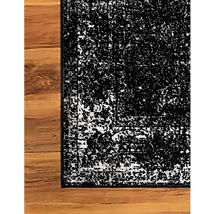 Unique Loom Sofia Collection Area Rug - Casino (5' 1" x 8' Rectangle, Black/ Ivory)