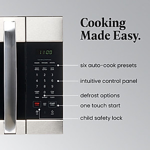 Farberware Over-the-Range Microwave Oven, 1.7 Cu. Ft. - 1000W - Auto Reheat, Multi-Stage Cooking, Melt/Soften Feature, Child Safety Lock, LED Display - Space Efficient & Powerful - Stainless Steel