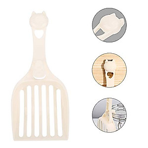Depets Cat Litter Scoop, Litter Scoop with Wide Slats, Kitty Litter Scooper for Pine Pellets, Durable Plastic Litter Sifter Scoop - Designed for Easy Sifting, Milky White