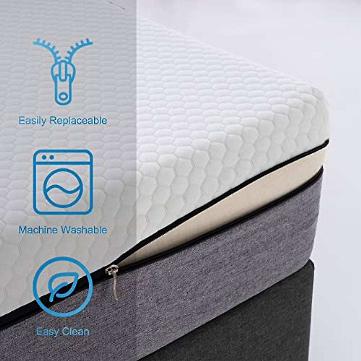 BAENIGHT Gel Memory Foam Mattress ，8 Inch High Rebound Effect Mattress for Relieving Body Pressure，Medium Firm Affordable Bed Mattresses with Replaceable Cover with Zipper (Queen (U.S. Standard))