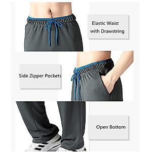 favmartha Men's Lightweight Sweatpants with Zipper Pockets Open Bottom Athletic Loose Fit Joggers Pants for Workout,Training(Grey M)