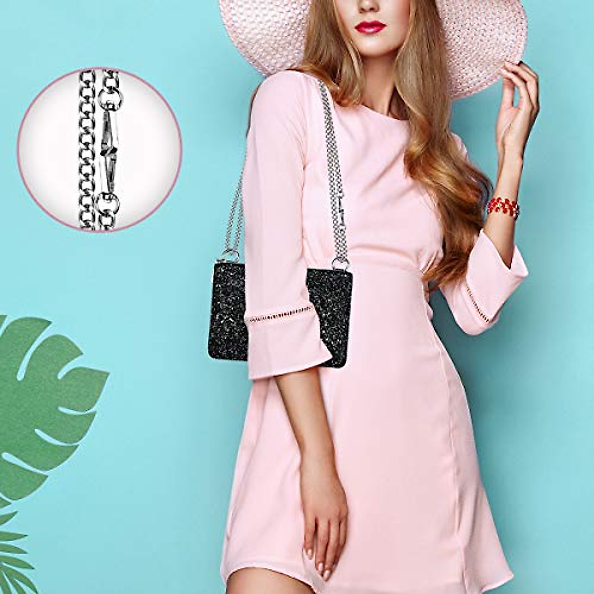 GM LIKKIE Crossbody Clutch Purse for Women, Glitter Evening Bag, Shoulder Wedding Handbag for Party (Black)