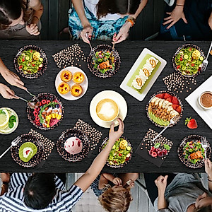 Simbago Black and Rose Gold Party Supplies-Disposable Dinnerware Set 50 Paper Plates 50 Dessert Plates 50 Cups 50 Napkins,Retirement Birthday