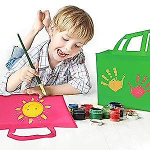 Shindel 12PCS Reusable Shopping Bags, Colorful Canvas Tote Bags, Non-Woven Bag, 13 x 11 inch