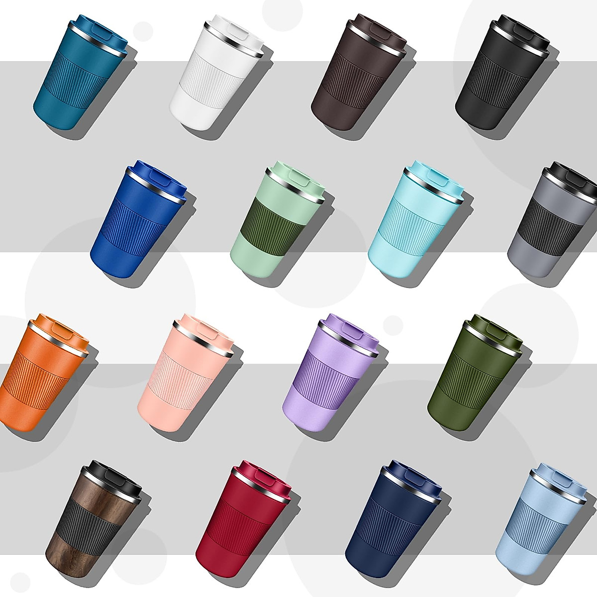 BAYTWA Coffee Tumbler 12oz/380ml - Insulated Coffee Mug with Lid, Leakproof Travel Coffee Cup, Stainless Steel Reusable Coffee Mug for Hot&Cold Drinks, Thermal Coffee Cups for Men Women-Black/1 Pack