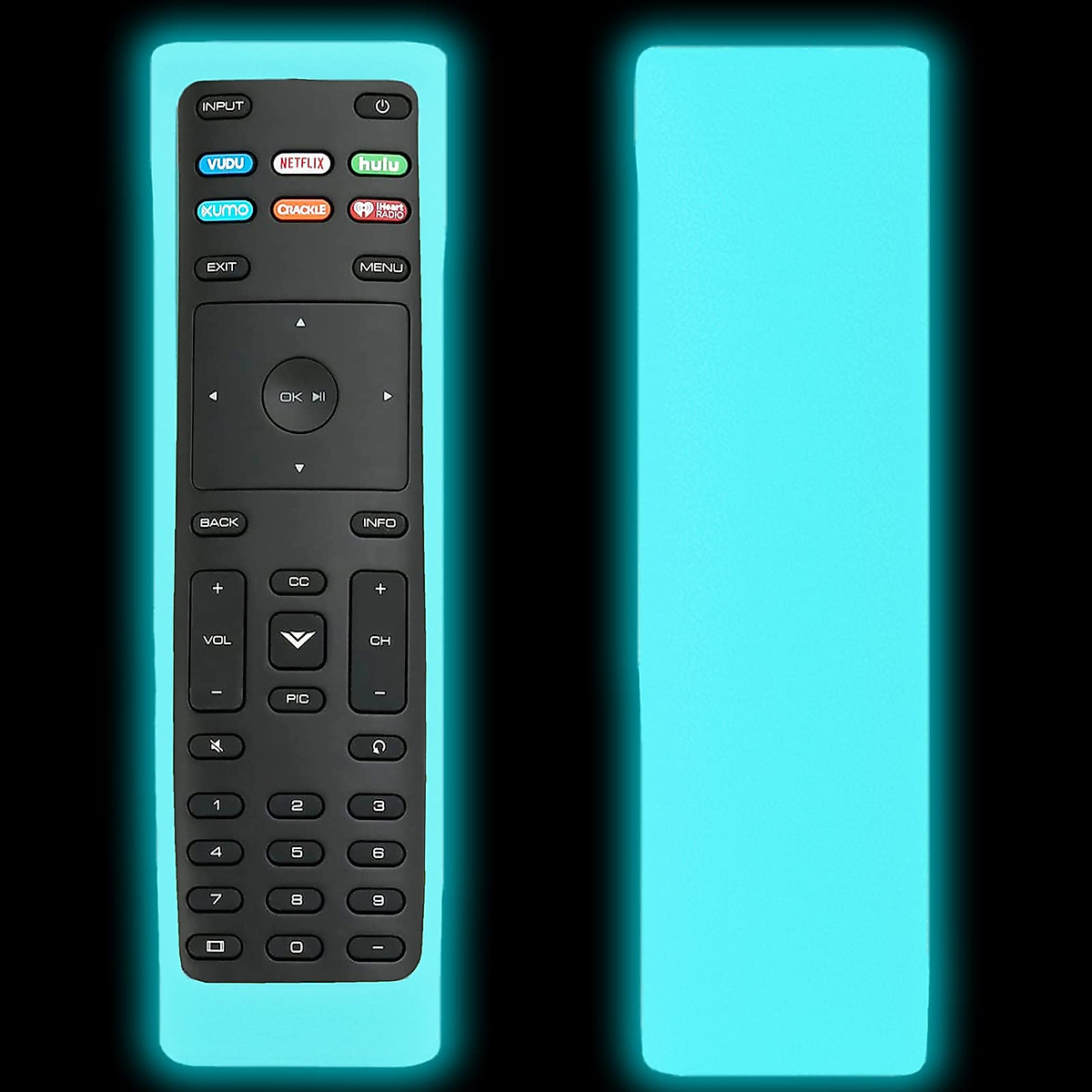 TOKERSE Glow Case for Vizio XRT136 / Vizio XRT140 Remote Control - Silicone Cover for VIZIO XRT136 XRT140 Smart TV Remote Control Replacement Holder Skin Sleeve Case Cover Glow in The Dark - Blue