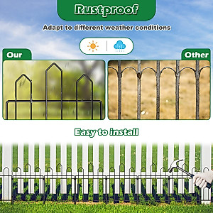 Garden Fence 10 Pack, 10.5ft (L) x 23.6in (H) Garden Decorative Fence, Rustproof Metal Wire Garden Fence Border for Outdoor Yard Landscape Patio, Small Animal Barrier Fence for Dog Rabbit Pet