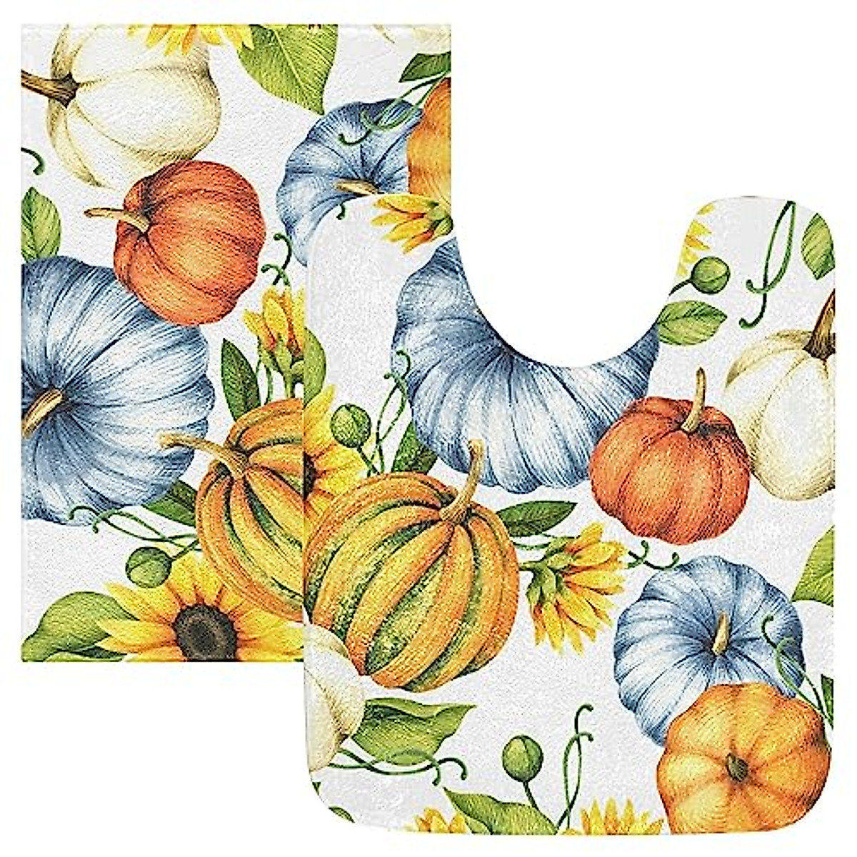 Pumpkins Sunflowers Bathroom Rug Mat Soft Absorbent Bathroom Rugs Mats Washable Bath Mats Rugs Non Slip Bath Mat Runner Rug for Bathroom Tub Bath, Rectangle Shower Rug