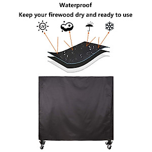 TUYUU 4ft Firewood Rack,Firewood Rack Outdoor/Indoor,Heavy Duty Fireplace Log Holder,Wood Rack for Firewood,600D Oxford Firewood Rack Cover for Patio Logs Pit Storage Steel Tubular Wood Pile Rack.