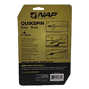NAP Quikfletch Quikspin 2" 4-Vanes Stabilizing Fletching - White/Green, 2" Vane
