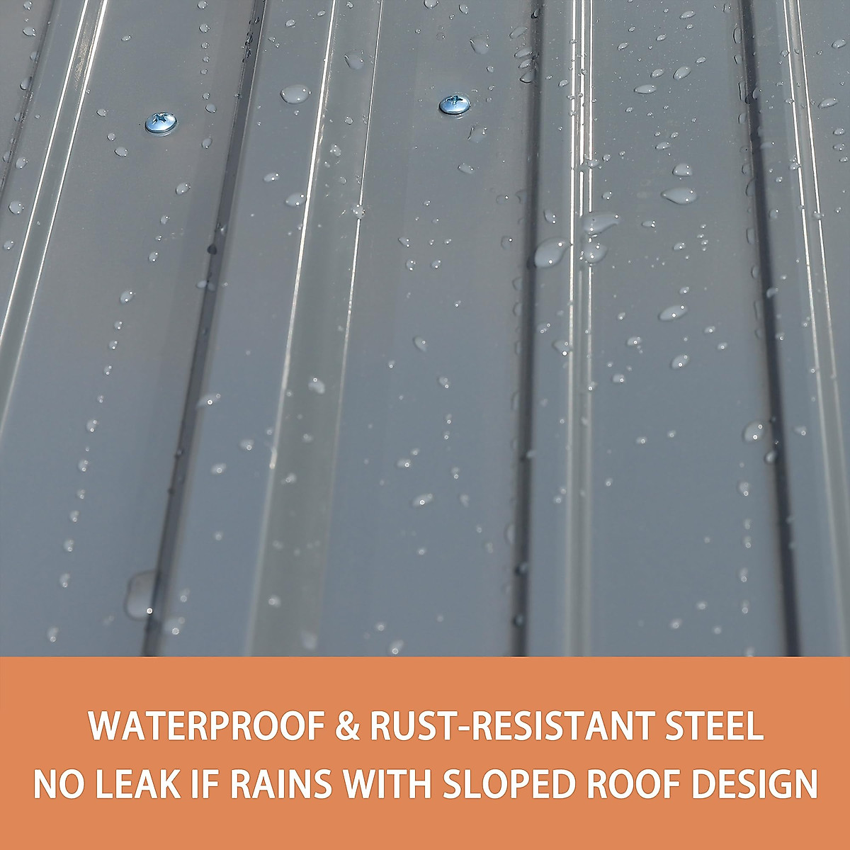 MUPATER 8 x 10 FT Outdoor Storage Shed, Galvanized Metal Garden Tool Shed, Patio Furniture Storage House with Double Slooping Roof, Lockable Door and Vents for Patio and Backyard, Grey