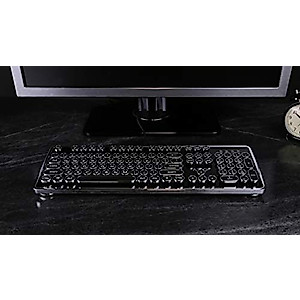 Azio Retro - Wired USB Mechanical Keyboard in Black and Chrome for PC (Blue Switch) (MK-RETRO-01)