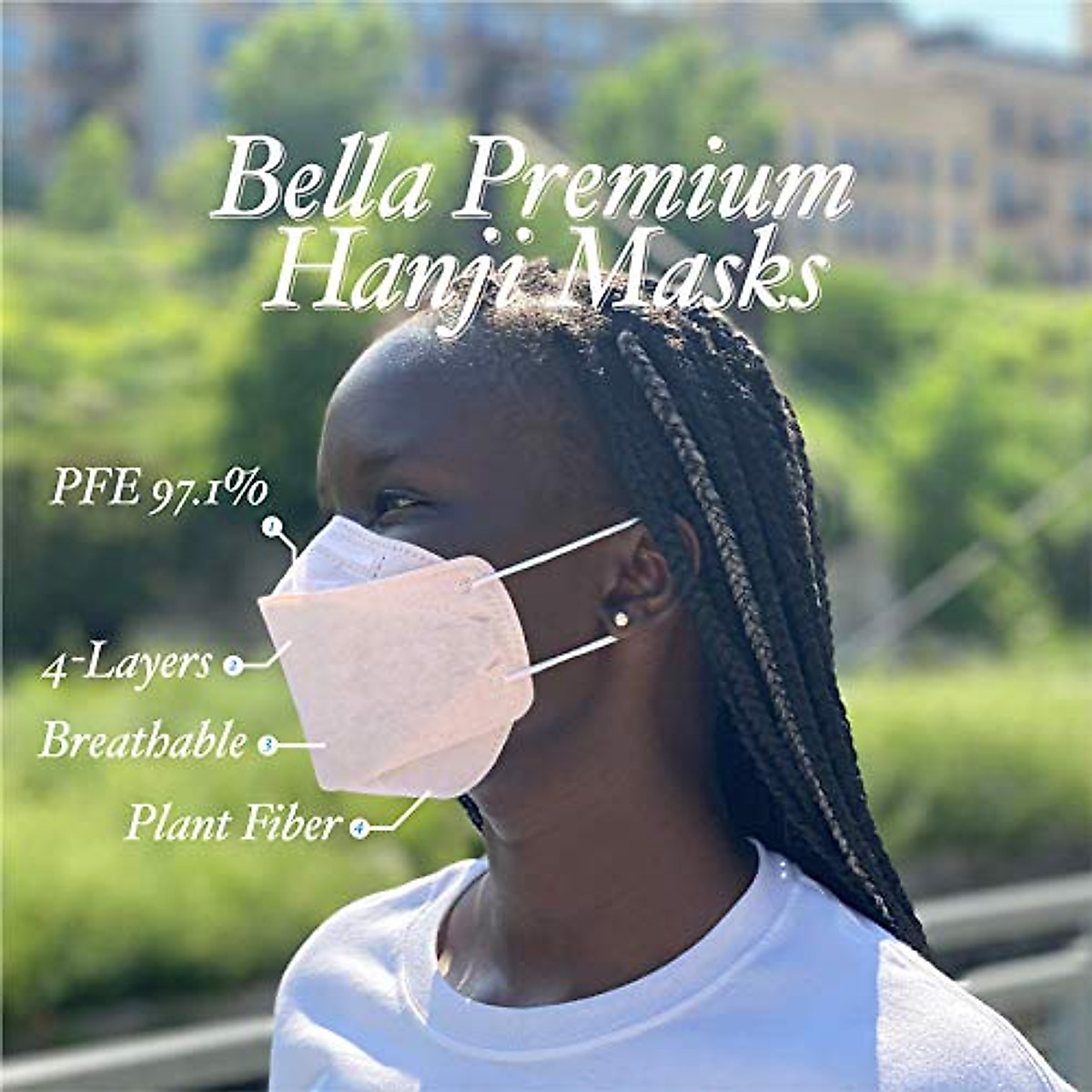[Made in Korea] Bella Premium Hanji Mask (30, Pastel Peach): Filter Efficiency ≥ 97%, 4-Layer Breathable Quality 3D Mask with Adjustable Nose Strip