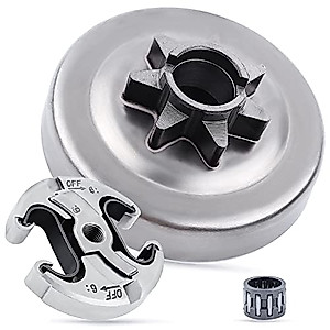 325 7T Sprocket Clutch Drum Kit for Husqvarna 455 460 Rancher Chainsaw, Clutch Drum + Clutch Assy + Needle Bearing Replacement Parts for 537291702