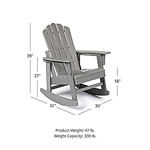 TITAN GREAT OUTDOORS Everwood Hilltop Platinum Grey Curve Back Poly Adirondack Rocking Chair