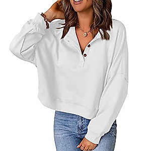Wdgfv Womens Oversized Sweatshirts Fleece Hoodies Long Sleeve Shirts Pullover Fall Clothes with Pocket White Sweatshirt Embroidery Kit Womens 1/4 Zip Pullover Athletic Hoodies Fall Clothes Small