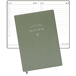 CAGIE To Do List Notebook 192 Pages 5.3" x 7.5" Leather To Do List Notepad Checklist for Daily Plans Schedule Planner Notebook School Supplies for Students, Green