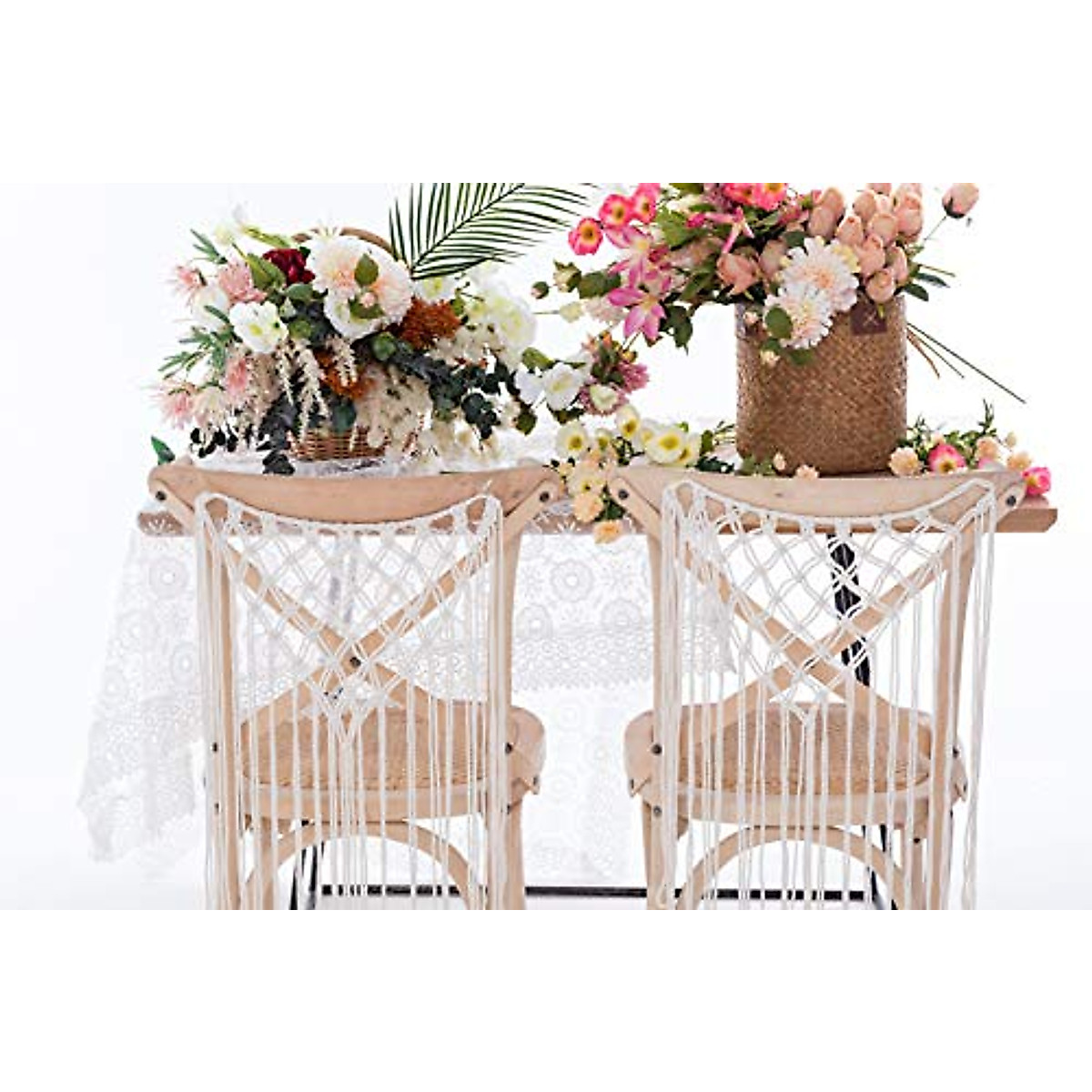 Hysunland Macrame Chair Decor for Wedding Party Chair Decorations Boho Home Décor, Set of 2