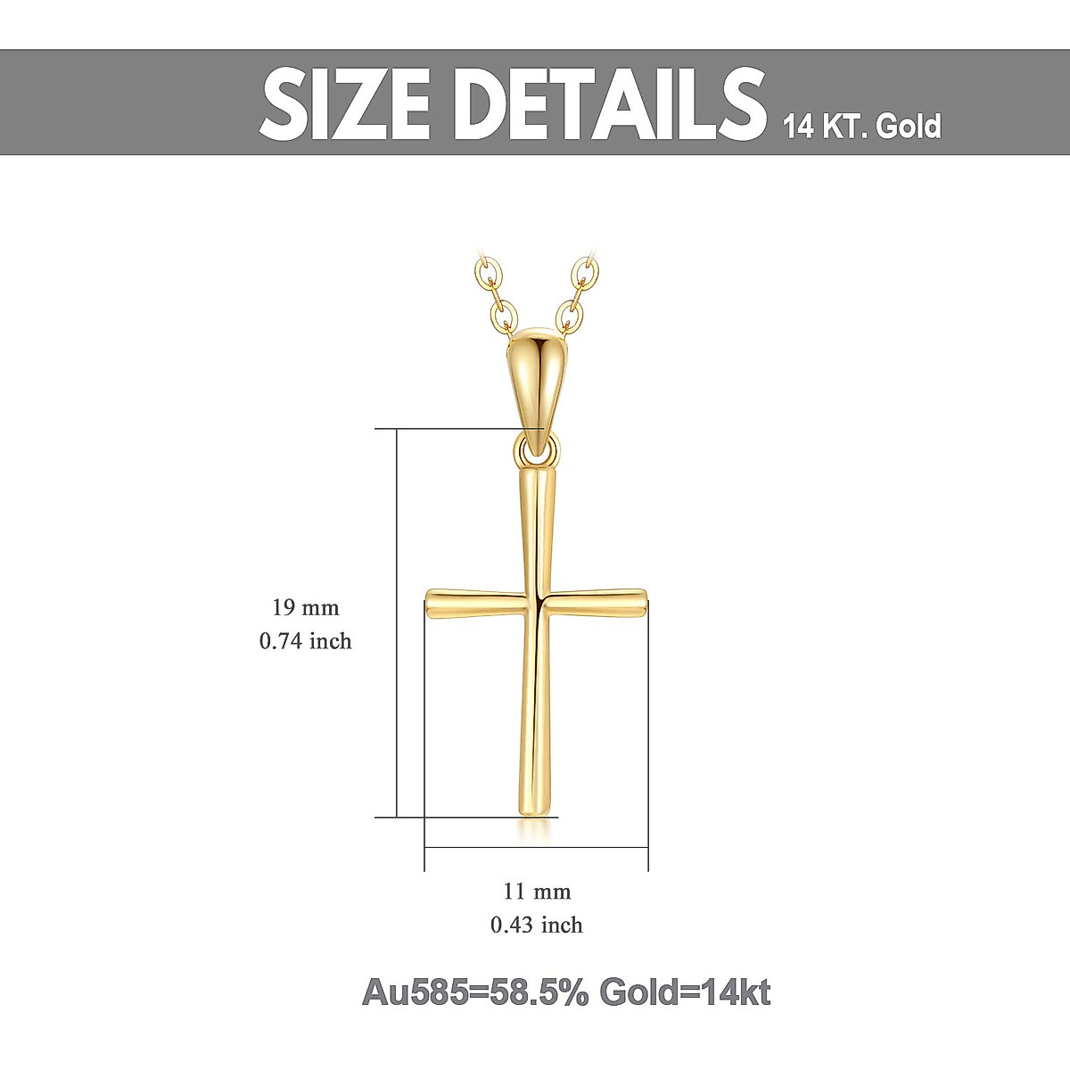 SISGEM Real 14k Gold Cross Necklace for Women, Baptism Jewelry Confirmation Gifts for Her, 16+1+1 inch