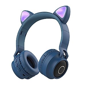 Viwind Kids Bluetooth Headphones,Wireless Over-Ear Headphones with Microphone,Cat Ear Headset with SD/TF Slot,Stereo Sound,Wireless & Wired Mode for Girls,Boys, Children,Teens, Student-Green