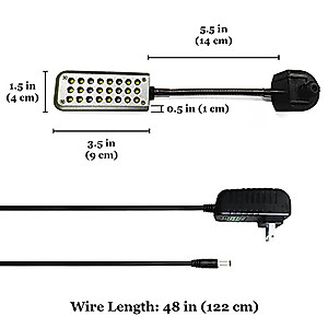 JOR Nano Aquarium Betta Light, Adjustable Height (Intensity) and Angle (Direction), for Nano Tanks, Electrical Cord