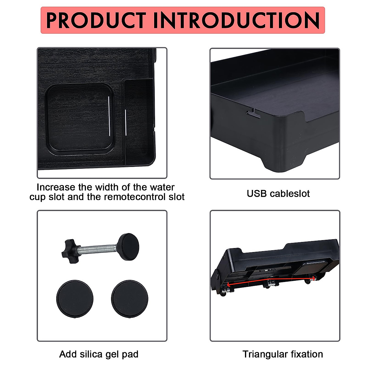 YONGJIA Foldable Bedside Shelf, bunk Bed Tray for top bunk, College, Dorm, Bedroom, Kids bunk Bed, Foldable nightstand for Book, iPhone, Kindle, Water Cup (Black)