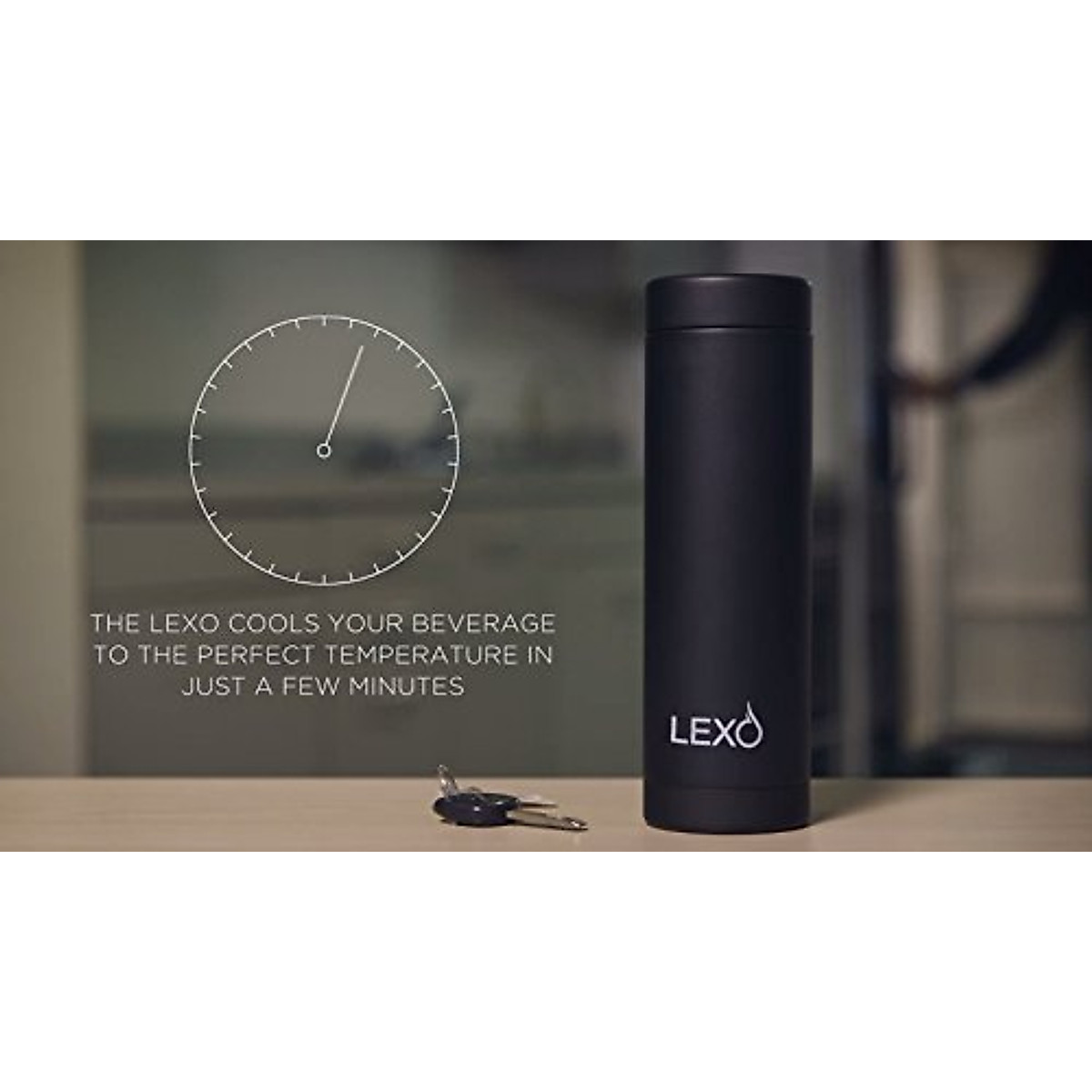 LEXO Temperature Regulating Smart Travel Mug - Flip Top Lid (Black, 16. oz.)