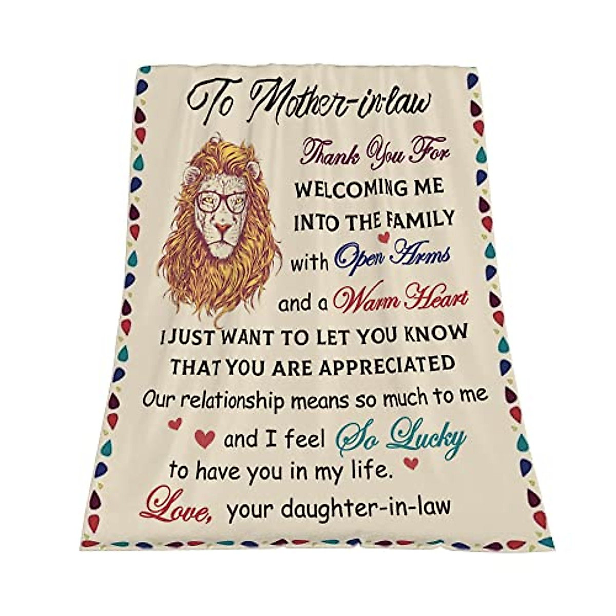 Mother in Law Gift from Daughter in Law, Throw Blanket Gifts for Mother in Law Gifts for Birthday Thanksgiving Christmas Mother’s Day, Warm Soft Flannel Fleece Blankets for Couch Bed 60x50 Inches