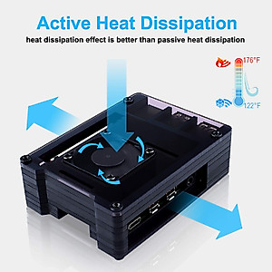 Smraza Case for Raspberry Pi 4 Model B, Acrylic Case with Fan, 4PCS Heatsinks, 5.1V 3A USB-C Power Supply, USB Card Reader, 6 Feet Micro HDMI Cable, 7.8 inch Micro HDMI to HDMI Adapter Cable 4K Ultra