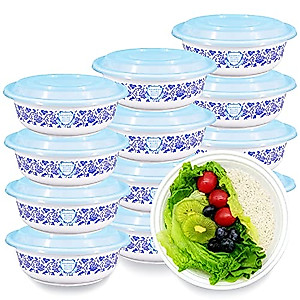 Zhongzheng (24oz) Round Meal Prep Containers,Plastic Meal Prep Bowls with Lids,Reusable Food Storage Containers,Disposable salad bento box sets,Stackable, Microwaveable, Fridge Safe.（25 Sets）