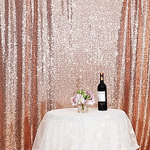 Sequin Backdrop Curtain Eternal Beauty Glitter Sequin Background for Wedding Party Decor (W6 x H6FT,Rose Gold)