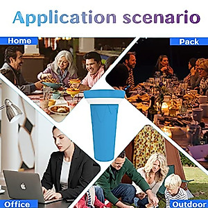 Slushie Maker Cup, TIK TOK Magic Quick Smoothie Cup, Homemade Slush and Shake Maker, Double Layer Silica Cup with Spoon & Straw for Ice Cream Maker, Milkshake, Summer (Light Blue)