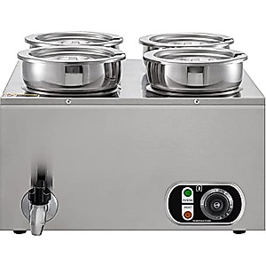Commercial Food Warmer 16.8 Qt Capacity - Stainless Steel Countertop Soup Pot with Adjustable Temperature and Tap